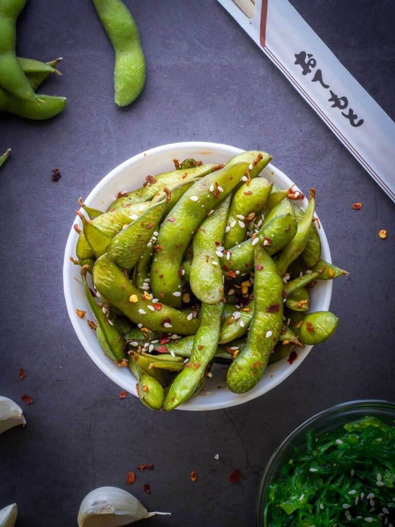 Spicy Garlic Edamame Recipe • Our Plant-Based World