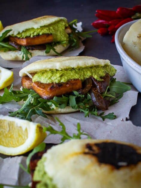 Vegan Arepas (2 Ingredients + Fillings) Stuffed with Grilled Tofu