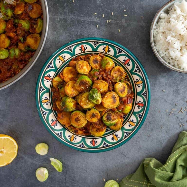Indian Style Spiced Brussels Sprouts Curry (Vegan)