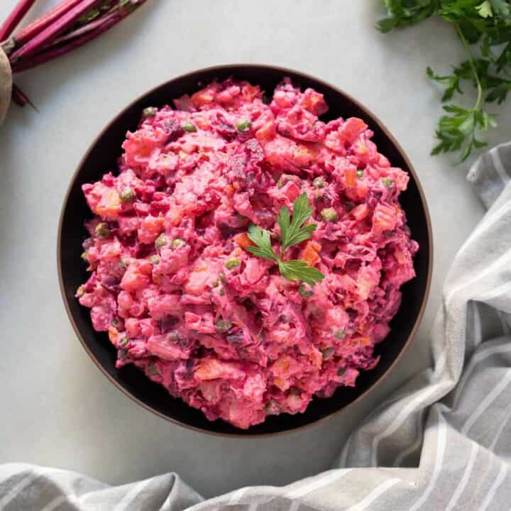 Russian Beet Potato Salad (Dominican Style)
