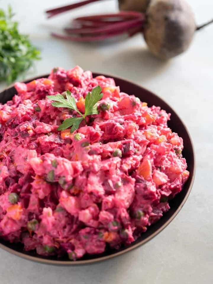 Russian Beet Potato Salad (Dominican Style)